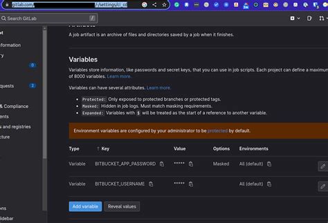 Referencing Variables Into Gitlab Pipeline Auth Credentials Error Unauthorized GitLab