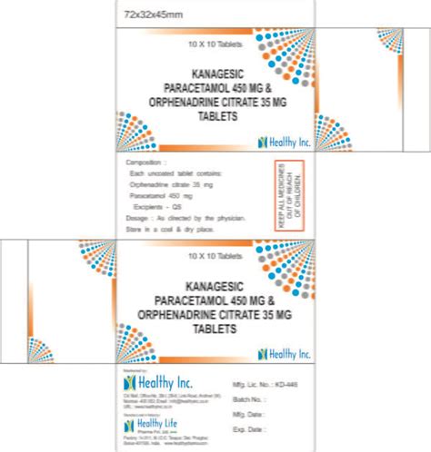 Paracetamol And Orphenadrine Citrate Tablets