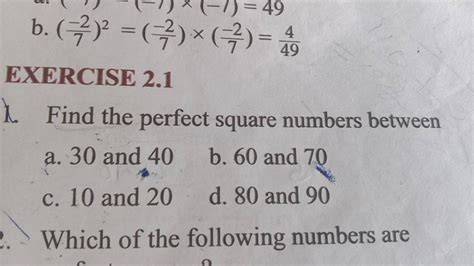 B EXERCISE Find The Perfect Square Number