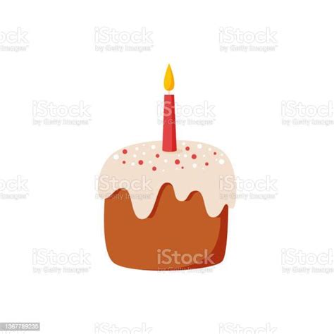 촛불을 밝힌 귀여운 만화 생일 컵케이크 벡터 일러스트레이션 갈색에 대한 스톡 벡터 아트 및 기타 이미지 갈색 거품 내기