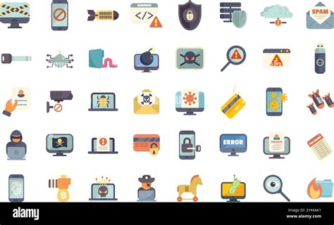 Different Types Of Cyber Attacks Hacking And Malware Concepts Represented By Colorful Icons