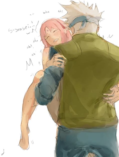 Haruno Sakura Hatake Kakashi Naruto Series Highres Boy Girl Age Difference Barefoot