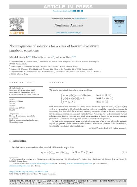 Pdf Nonuniqueness Of Solutions For A Class Of Forwardbackward