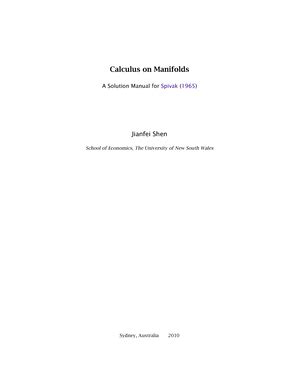 Calculus On Manifolds Michael Spivak Real Analysis Studocu