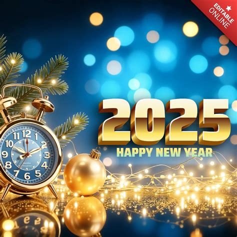 Happy New Year 2025 Clock Lights Design Template Free Design Template
