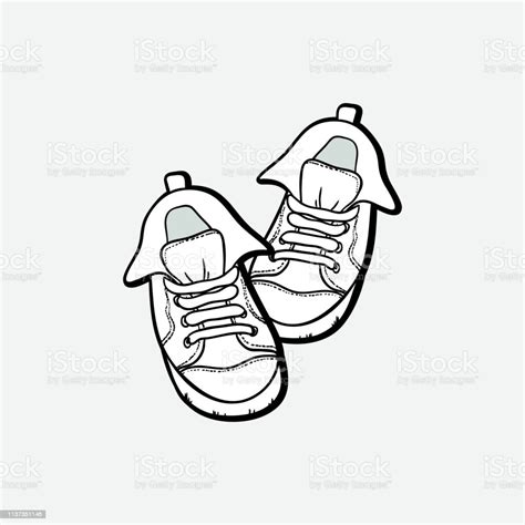 운동 화 단 화 쌍 절연 손으로 그린 벡터 일러스트 레이 션 검은색과 흰색 신발입니다 로고 포스터 엽서 패션 책자 전단지에 대 한 손으로 그린 스포츠 부츠 벡터 스케치 운동