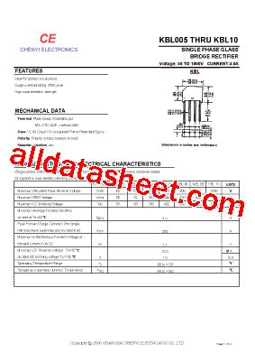 KBL06 Datasheet(PDF) - Shanghai Lunsure Electronic Tech
