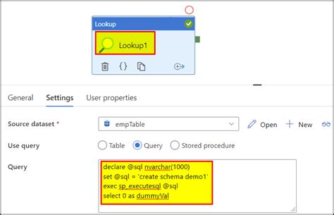 Adf Lookup Query Create Schema And Select Microsoft Qanda