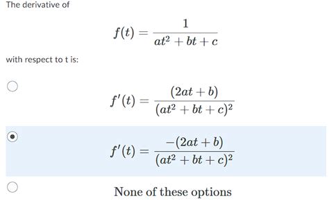 Solved The Derivative Of F T 1 At2 Bttc With Respect To