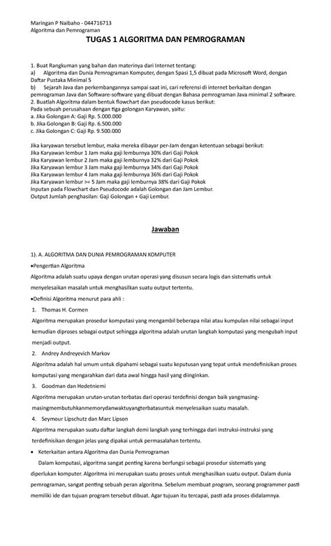 tugas 1 algoritma dan pemrograman algoritma dan pemrograman tugas 1