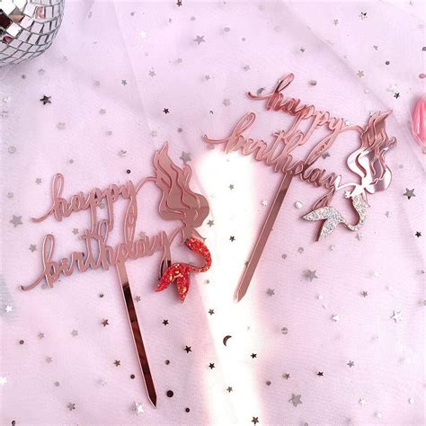 baking cake decoration shiny mermaid tail plugin happy birthday acrylic