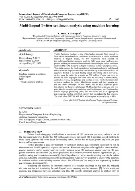 Multi-lingual Twitter sentiment analysis using machine learning | PDF