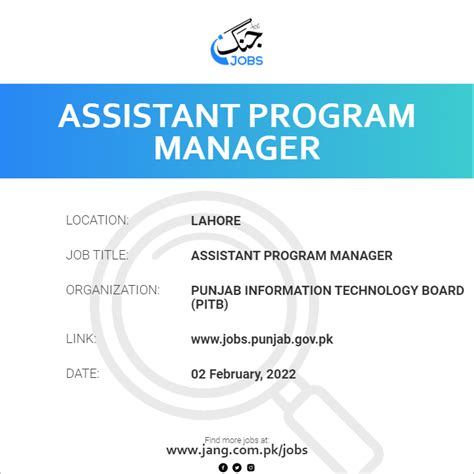 Assistant Program Manager Job Punjab Information Technology Board