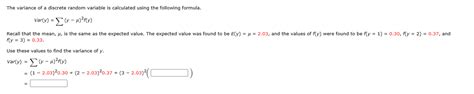 Solved The Variance Of A Discrete Random Variable Is Chegg
