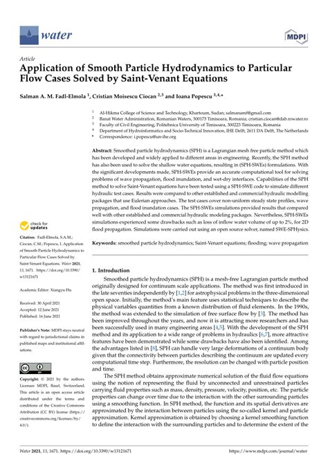 pdf application of smooth particle hydrodynamics to particular flow