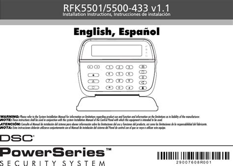 Digital Security Controls 09rfk55m Alarm System Keypad With Wireless Receiver User Manual