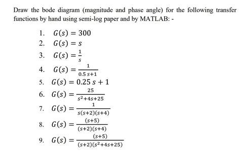 Solved Draw The Bode Diagram Magnitude And Phase Angle For Chegg
