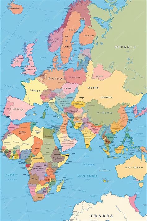 Карта мира с границами стран Премиум Фото