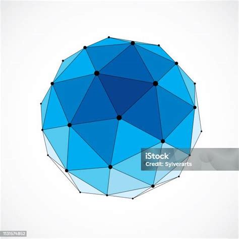 연결 된 검은 선과 점을 가진 추상적인 3d 면처리된 그림 블루 벡터 낮은 폴 리 디자인 요소 그리드와 라인 메쉬를 가진 인공 두뇌의 구슬 모양 구에 대한 스톡 벡터 아트