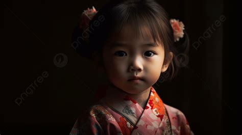 어두운 방에서 기모노를 입은 어린 소녀 기모노를 입은 아이 고화질 사진 사진 코 배경 일러스트 및 사진 무료 다운로드 Pngtree