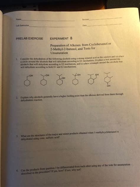 solved name section lab instructor date prelab exercise