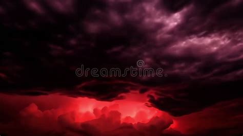 Dark Storm Clouds Red Clouds Ominous Sky Cloud Movement Stock