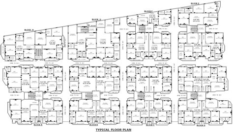 Housing Society Detail Planning Of Two Bhk Apartment With 8 Wings Layout Dwg Autocad Drawing