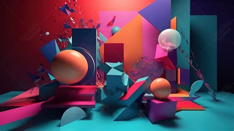 기하학적 모양 3d 벽지의 다채로운 형태가 있는 3d 장면 3d 배경 기하학적 모양 배경 기하학 배경 이미지 Hd 3d