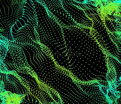 Dynamic Particles Wave From Nodes 3d Sea Flow Stock Illustration