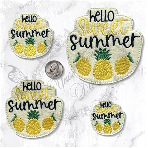 Hello Sweet Summer Pineapple Machine Machine Embroidery File