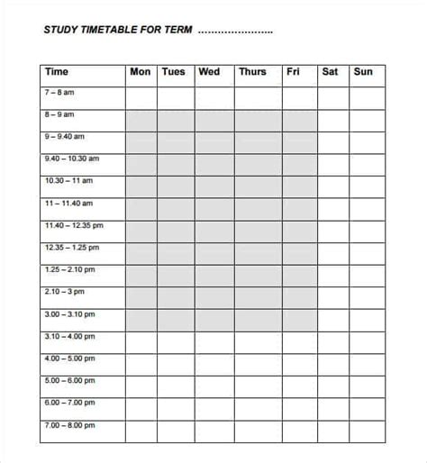 8 Free Timetable Templates Excel Pdf Formats