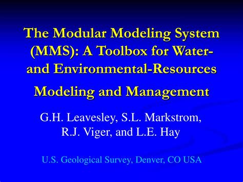 PPT The Modular Modeling System MMS A Toolbox For Water And Environmental Resources