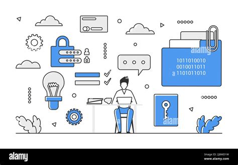 Online Digital Safety System General Data Protection Electronic Privacy Vector Monocolor