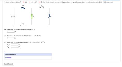 Solved A Determine The Current Through L In A At T A Chegg Com