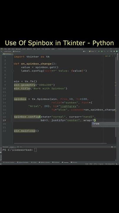 How To Use Spinbox In Tkinter Python Easy Steps Learnpython Tutorial Pythonprogramming