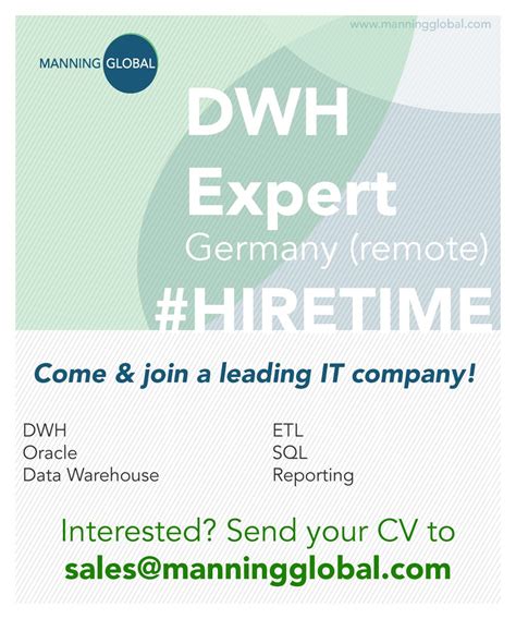 Manning Global Ag On Linkedin Dwh Data Sql Oracle It Jobsingermany Manningglobal