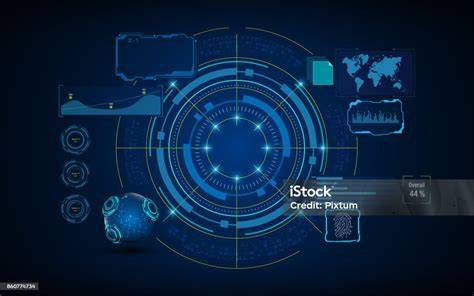 동그라미 Hud Gui Ui 인공 지능 서비스 가상 시스템 화면 디자인 컨셉 보안에 대한 스톡 벡터 아트 및 기타 이미지