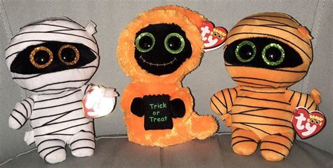 Ty Beanie Boos 6 Halloween White Mummy And Orange Mask Mummies And Seeker