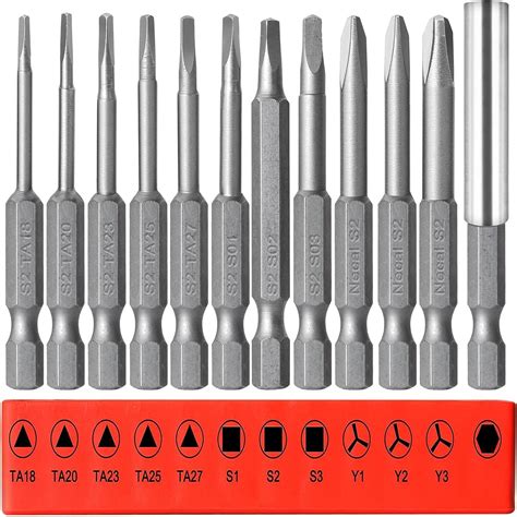 12pcs square head triangle bit set 1 4inch magnetic hex shank muti