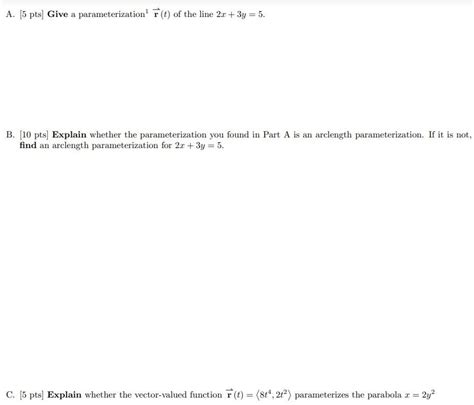 solved a [5 pts] give a parameterization r t of the line