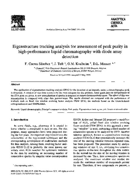 pdf eigenstructure tracking analysis for assessment of peak purity in