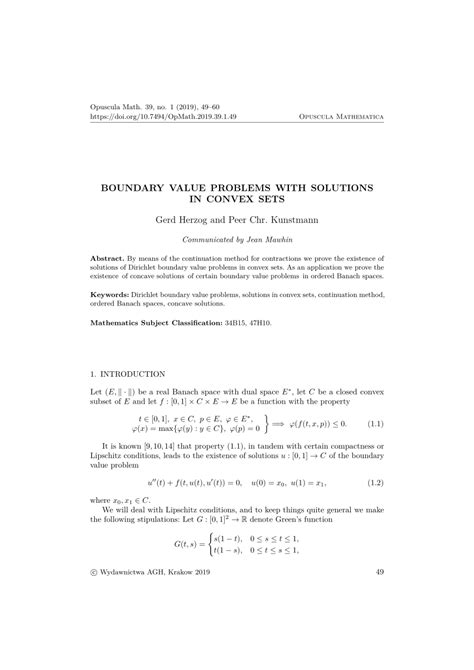 Pdf Boundary Value Problems With Solutions In Convex Sets