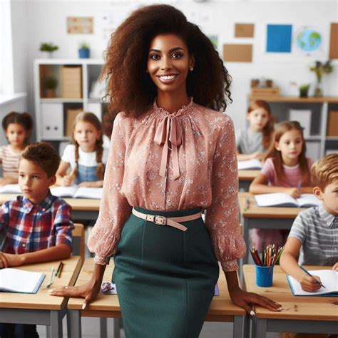 Friendly Teacher In Classroom Premium Ai Generated Image