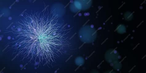 Premium Photo Abstract Blue Molecule Or Bacteria Background With Dark Bokeh Circles With Mock