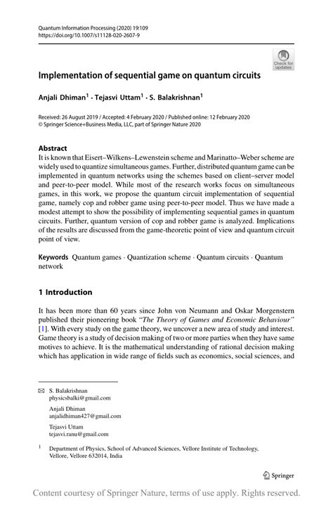 implementation of sequential game on quantum circuits request pdf
