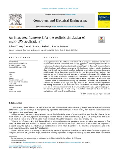 Pdf An Integrated Framework For The Realistic Simulation Of Multi Uav Applications