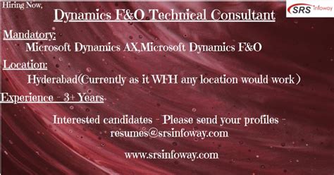Srs Infoway On Linkedin Hiring India Dynamics Finance Operation