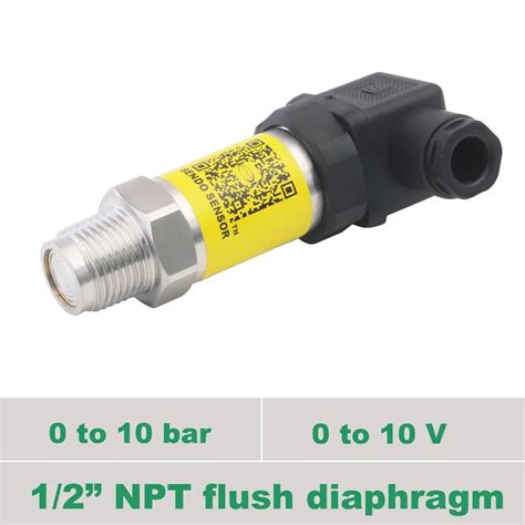 Anti Blocking 0 10 V Signal Flush Pressure Sensor Range 0 145 Psi 10 Barg 1 2 In NPT Thread