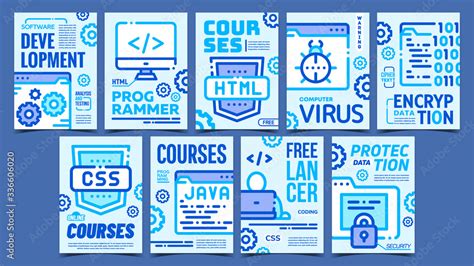program coding advertising posters set vector html css and java courses freelancer coding and