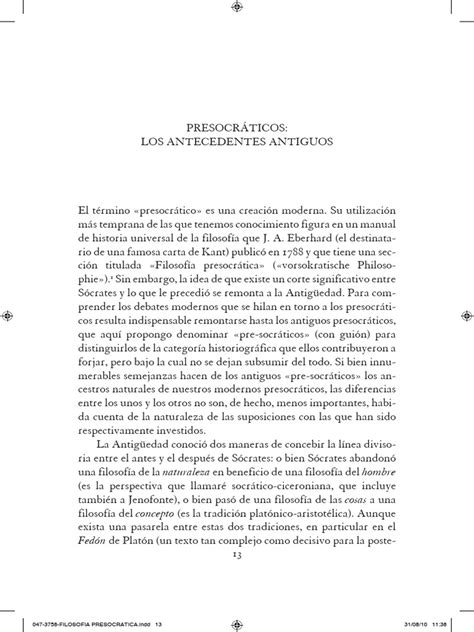 Introducción A La Filosofía Presocrática Laks 2010 Pdf Platón